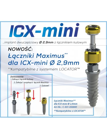 Łącznik typu locator do implantów ICX-mini Ø2,9mm.